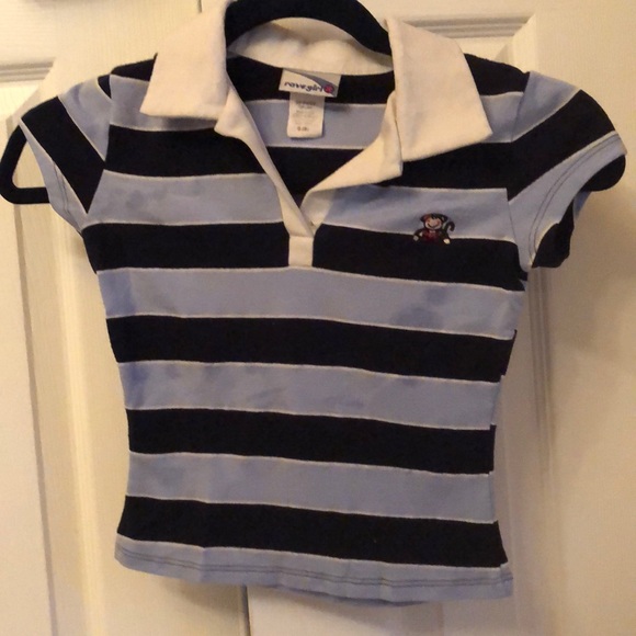 rave girl | Shirts & Tops | Rave Girl Embroidered Logo Blue Striped ...